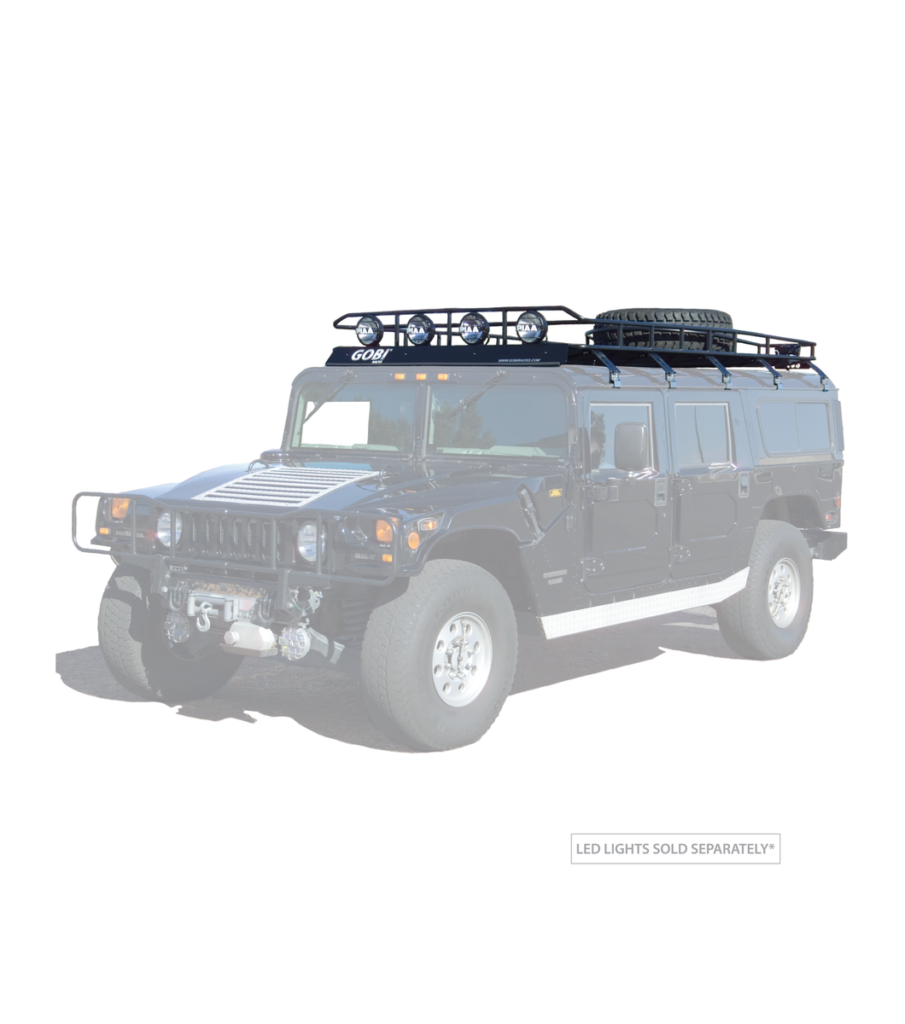 GOBI Hummer H1 Ranger Tire Carrier Rack No Sunroof Multi-Light Setup