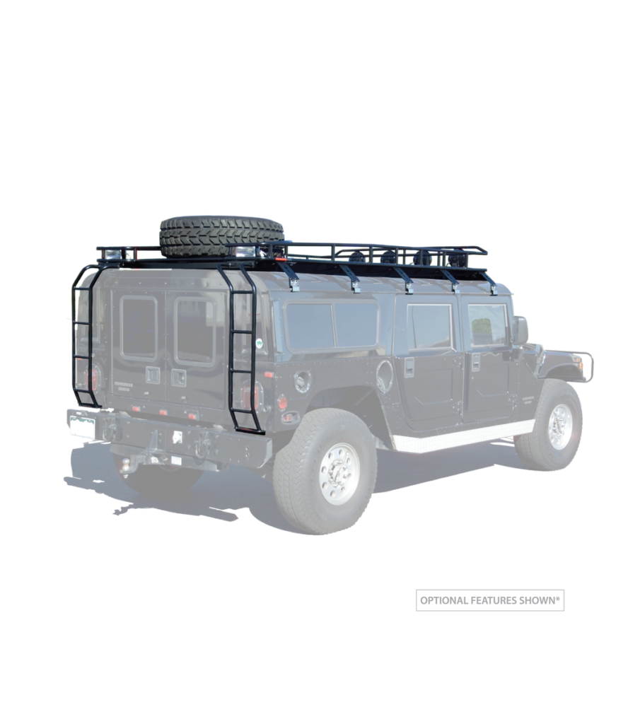 GOBI Hummer H1 Ranger Tire Carrier Rack No Sunroof Multi-Light Setup